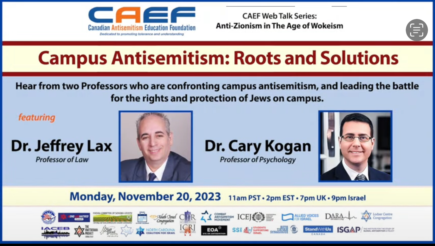 CAEF Presents "Campus Antisemitism: Roots and Solutions" with Dr ...